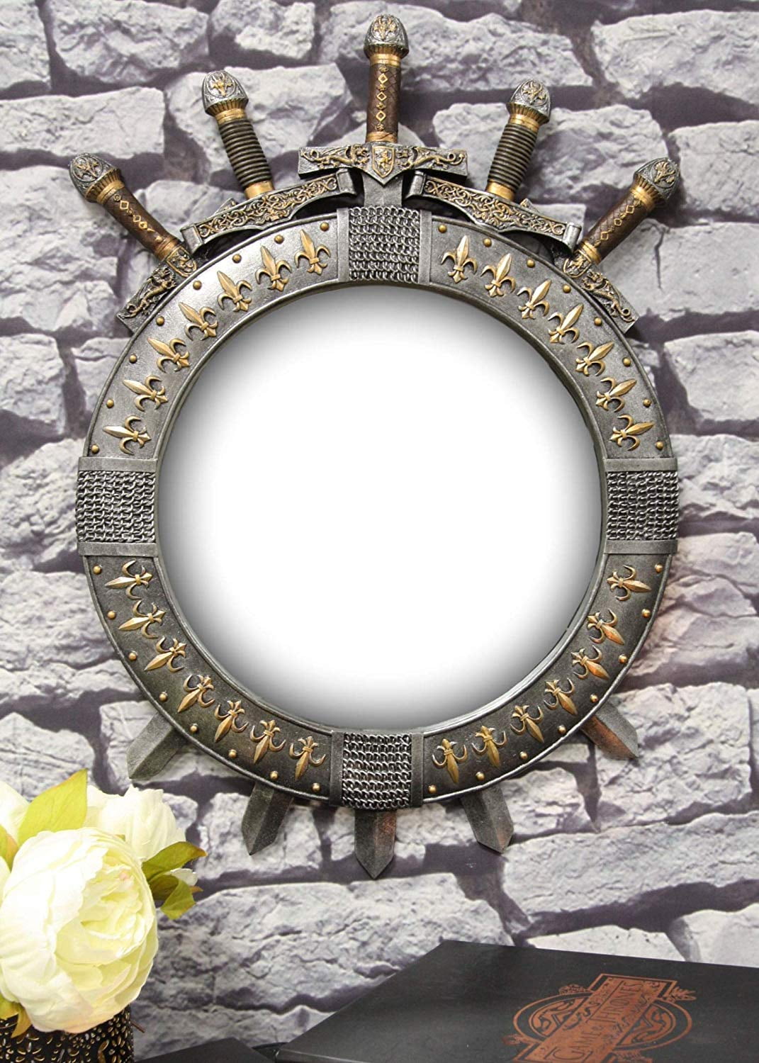 Ebros Large Medieval Knight Throne Of Swords Steel Blades Round Wall ...