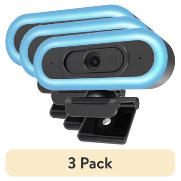 onn. Webcam with Ring Light w/3 LED Levels, Autofocus, Built-in ...