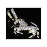 10K Yellow Gold Ferrari Logo Horse Shield Genuine Diamond Pendant Charm ...