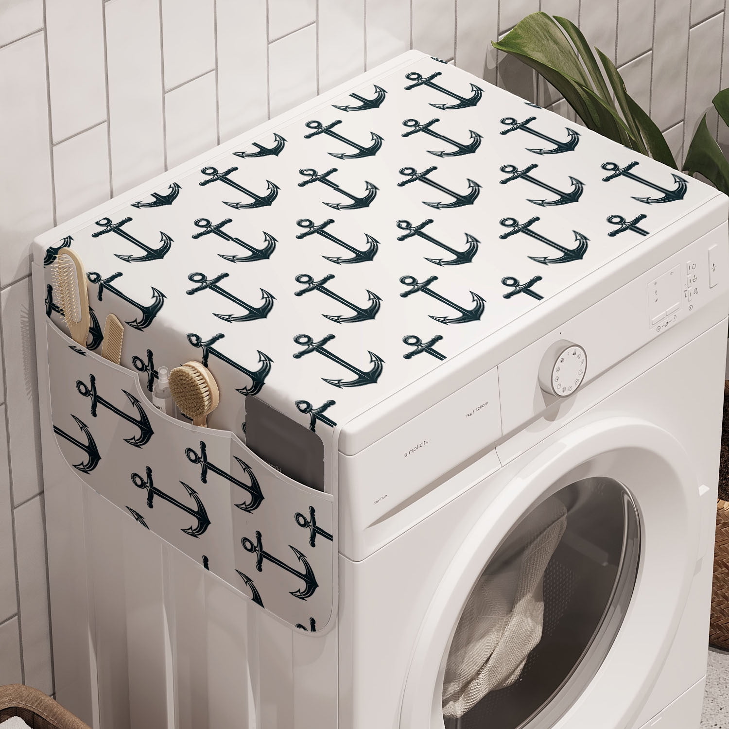 Anchor Washing Machine Organizer, Vintage Design Marine Life with ...