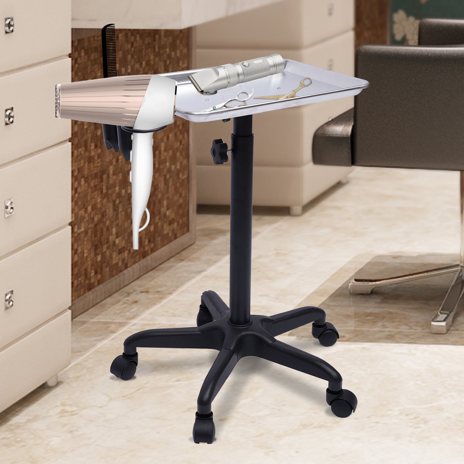 Miumaeov Aluminum Trolley Cart Equipment On Wheels Rolling Salon Tray Beauty Hair Salon