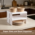2 Pack Paper Plate and Bowl Dispenser Storage, Sturdy Plastic Stackable ...