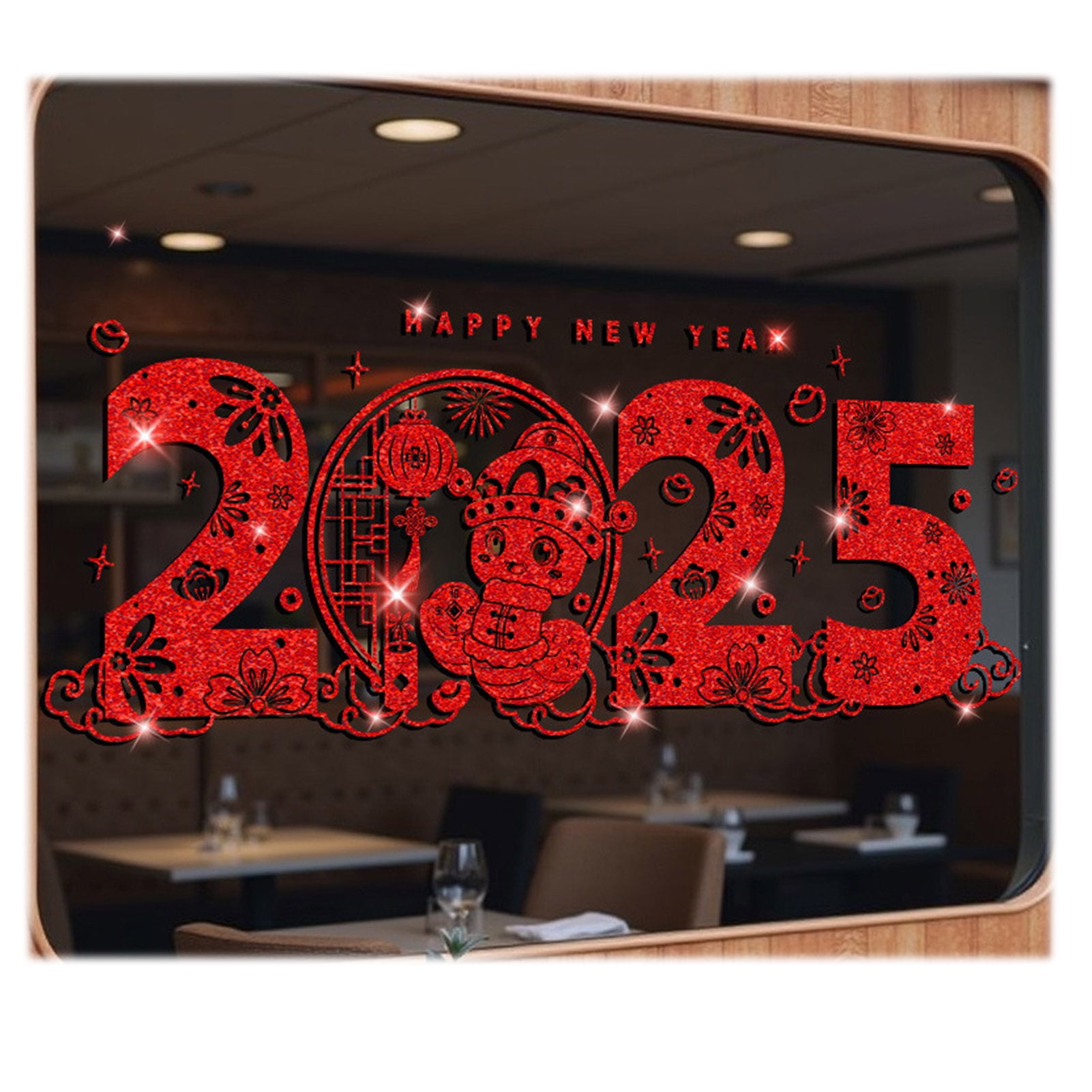 Primegos Chinese New Year Window Sticker Glitter Glass Door Decal Non ...