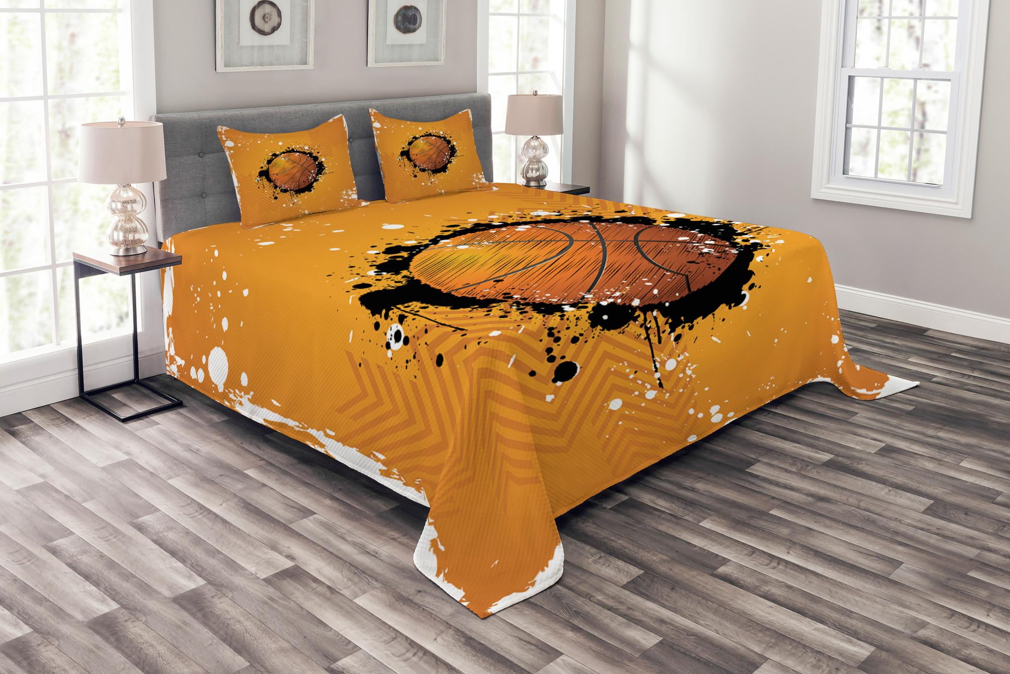 Buy Basketball Bedspread Set King Size, Basketball and Paint Splashes ...