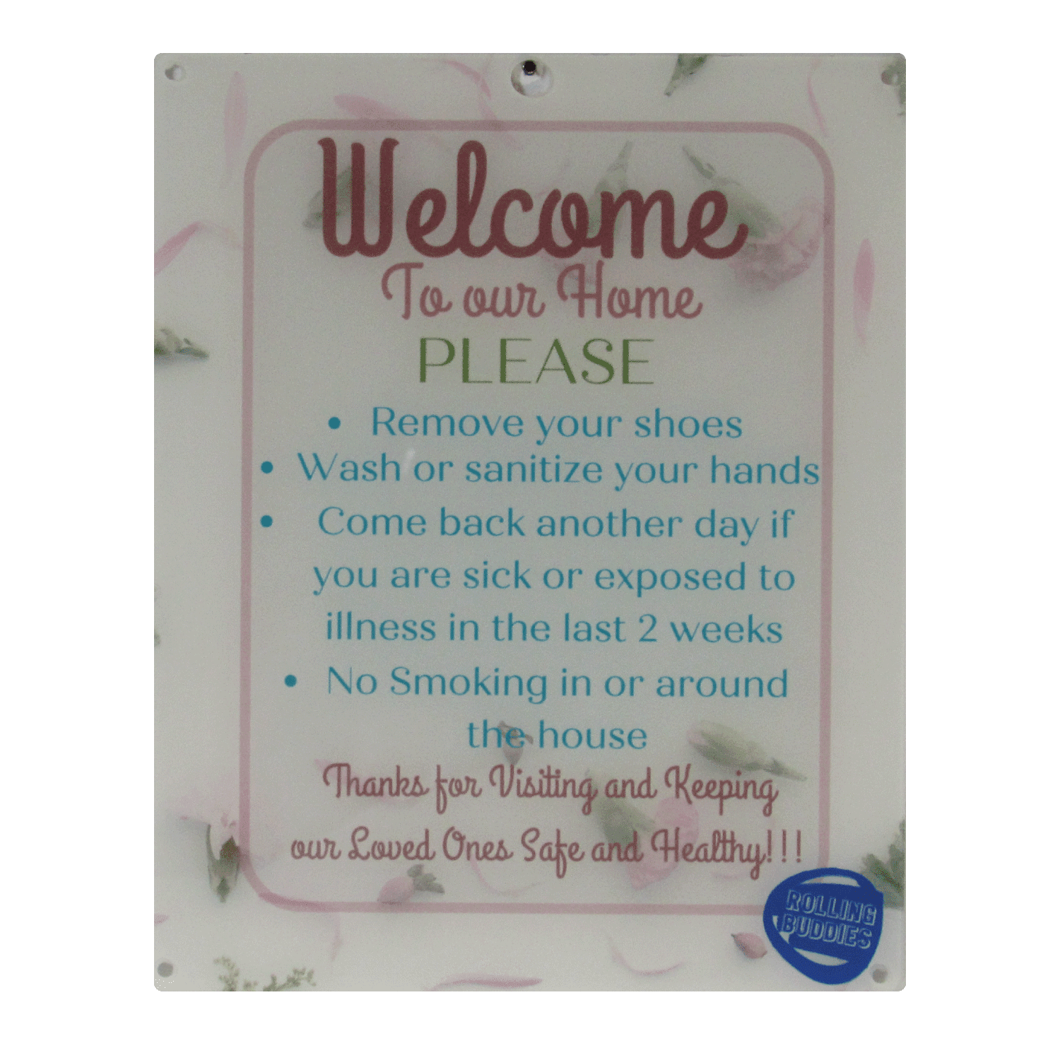 Health Awareness Plastic Door Sign - Pink Flowers - Walmart.com