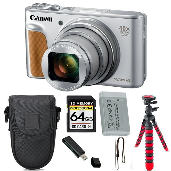 Canon PowerShot SX740 HS Digital Camera (Silver) with 64GB SD Card ...
