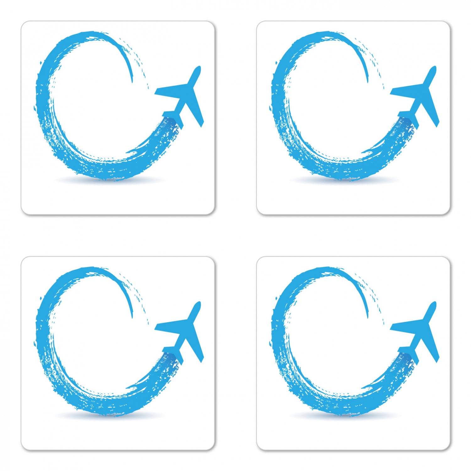 Airplane Coaster Set of 4, Artwork of a Civil Aircraft Path Paintbrush ...