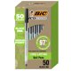 BIC Ecolutions Round Stic Ballpoint Pens, 97% Recycled Plastic, (1.0mm), Black, 50-Count ...