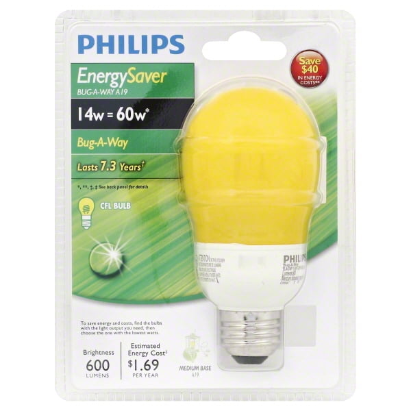 Philips 14w Yellow Bug Light A19 Compact Fluorescent Bulb - 60w equiv ...