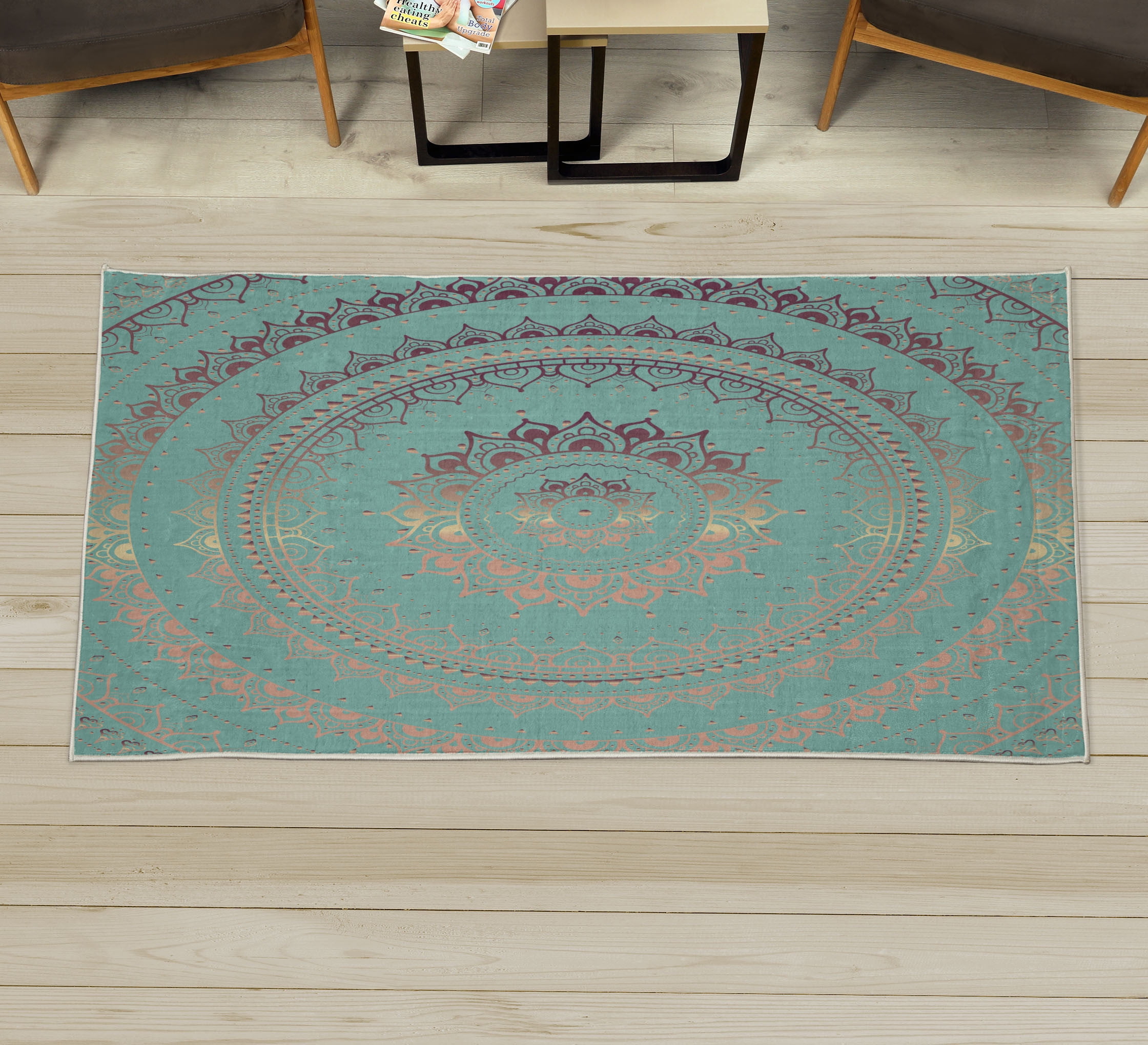 Mandala Decorative Rug, Circle Universe and Cosmos Esoteric Oriental ...