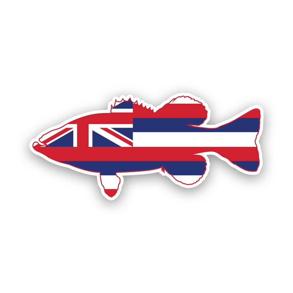 Hawaii Bass Flag Sticker Decal - Self Adhesive Vinyl - Weatherproof ...