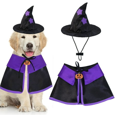 HANBIN Pet Halloween Cloak Cape Wizard Hat With Adjustable Buckle Dress ...