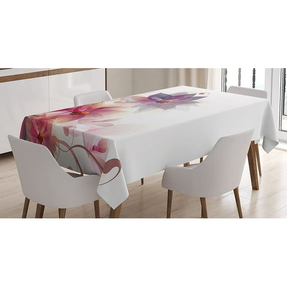 Abstract Tablecloth, Modern Floral Design with Burts and Leaves ...