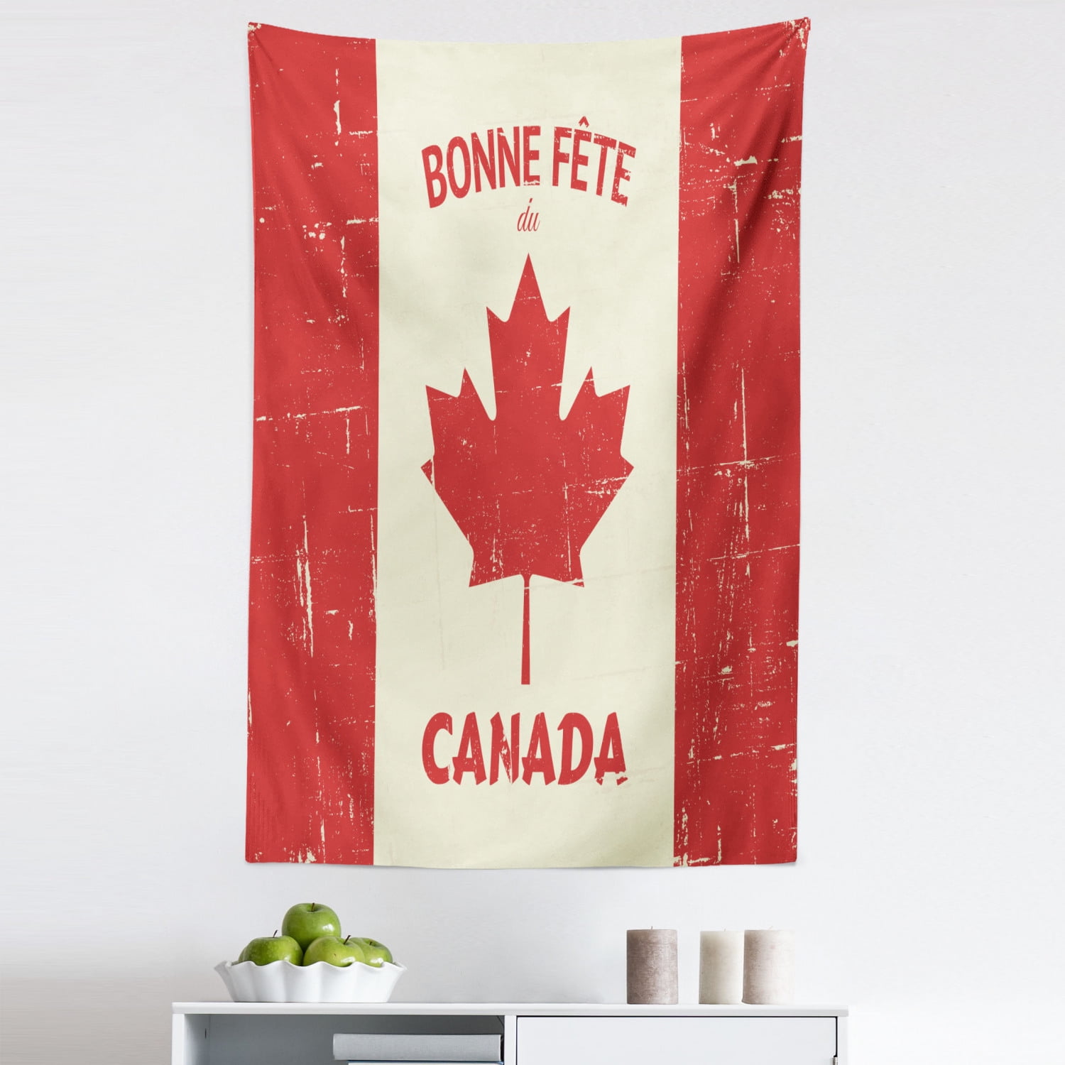 Canada Tapestry, Happy Canada Day Concept Bonne Fete du Canada Words on ...