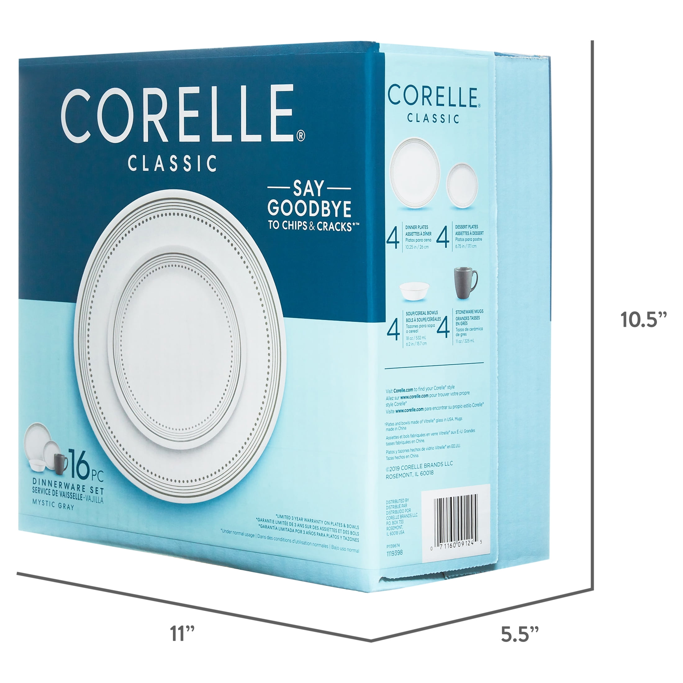 Corelle Classic Mystic Gray 16-Pieces Dinnerware Set Deals and Price ...