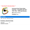 Instrument Panel Cluster Relay Connector - Compatible with 1987 - 1991 ...