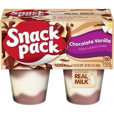 Snack Pack Chocolate Vanilla Flavored Pudding, 4 Count Pudding Cups ...