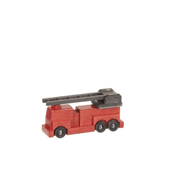 Amish-Made Wooden Toy Ladder Fire Truck Small, Red - Walmart.com