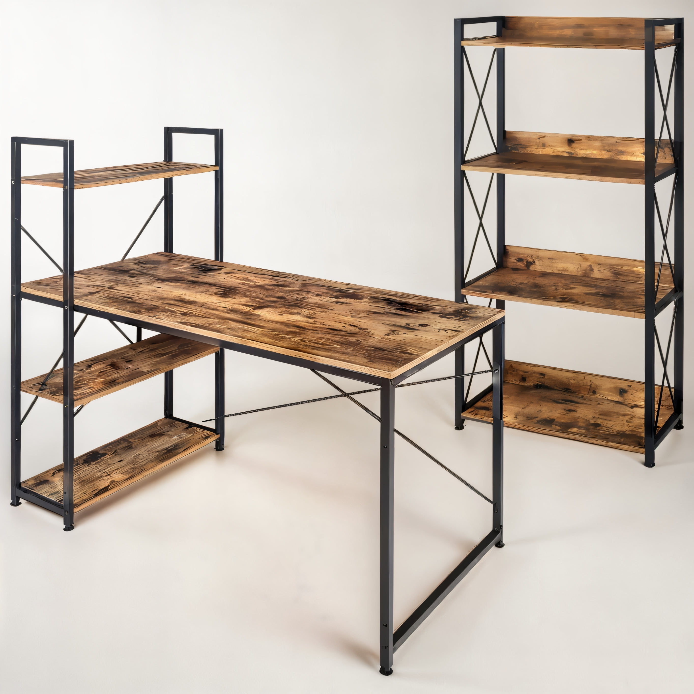 Set Escritorio Minimalista Houzer con Librero 4 Repisas Madera Acero | Bodega Aurrera en línea