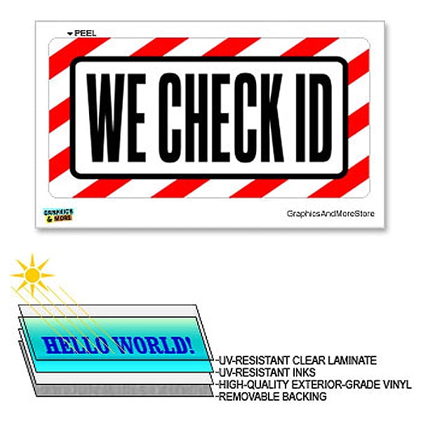 We Check ID - 12 in x 6 in - Laminated Sign Business Alcohol Tobacco ...