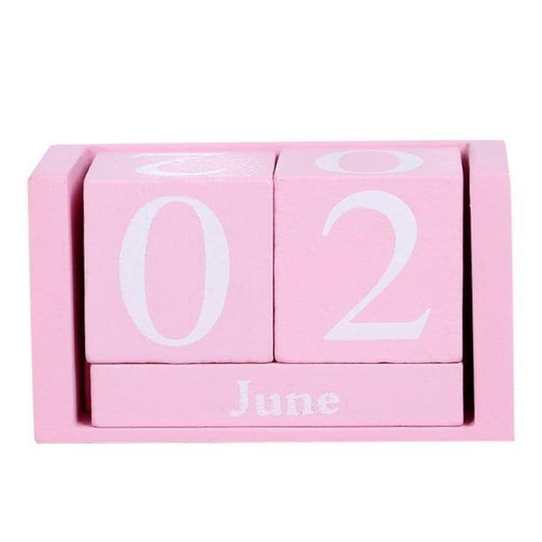 DESTYER Wooden Desktop Block Calendar Shabby Chic Date Home Desk Office ...