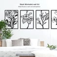 4 Pcs Large Black Metal Flower Wall Art, Abstract Line Art Wall Decor ...