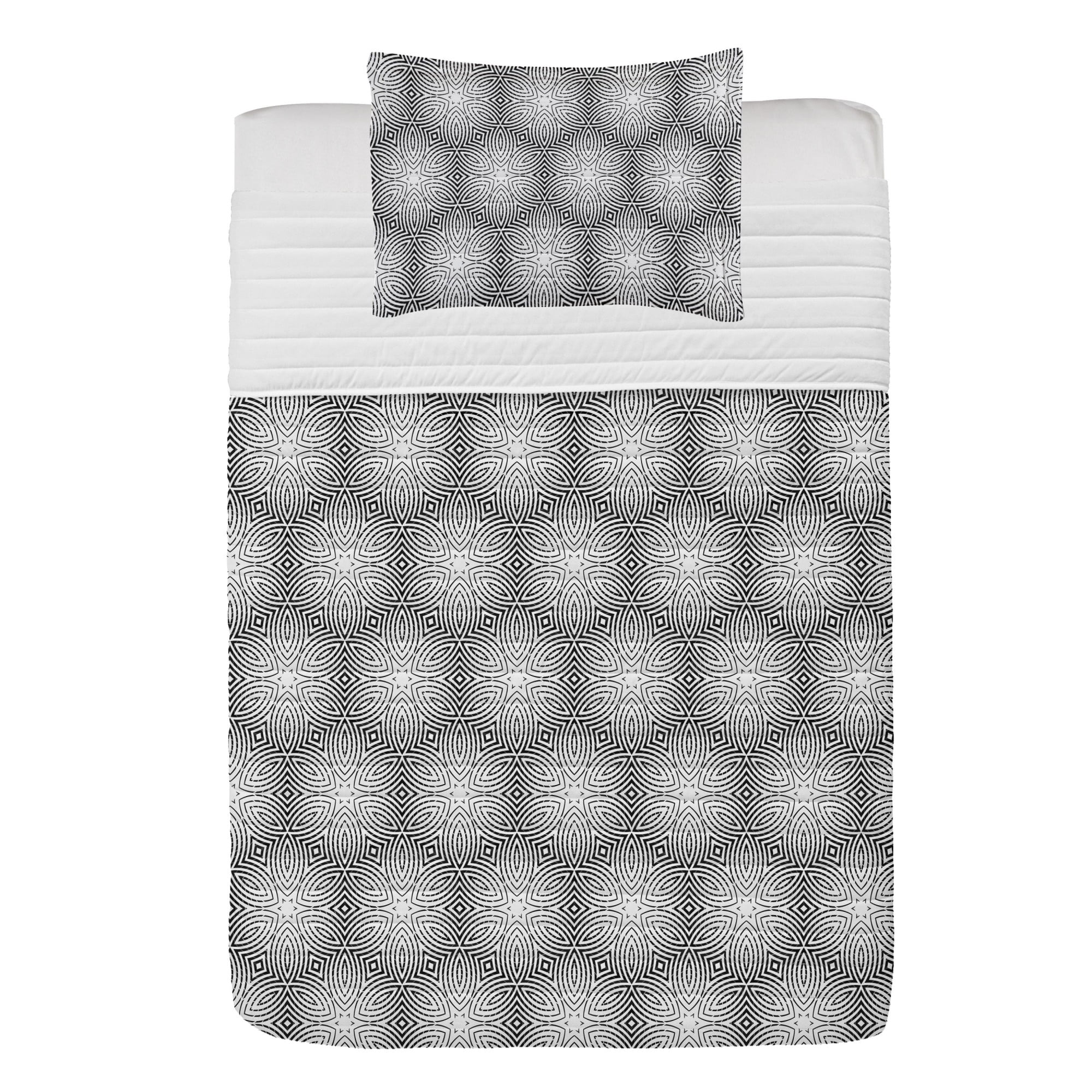 Grey Abstract Microfiber Bedspread Set, Surreal Swirls and Waves ...