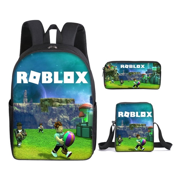 Roblox Backpack Black School Bag Anime School Bag Three-piece Backpack ...