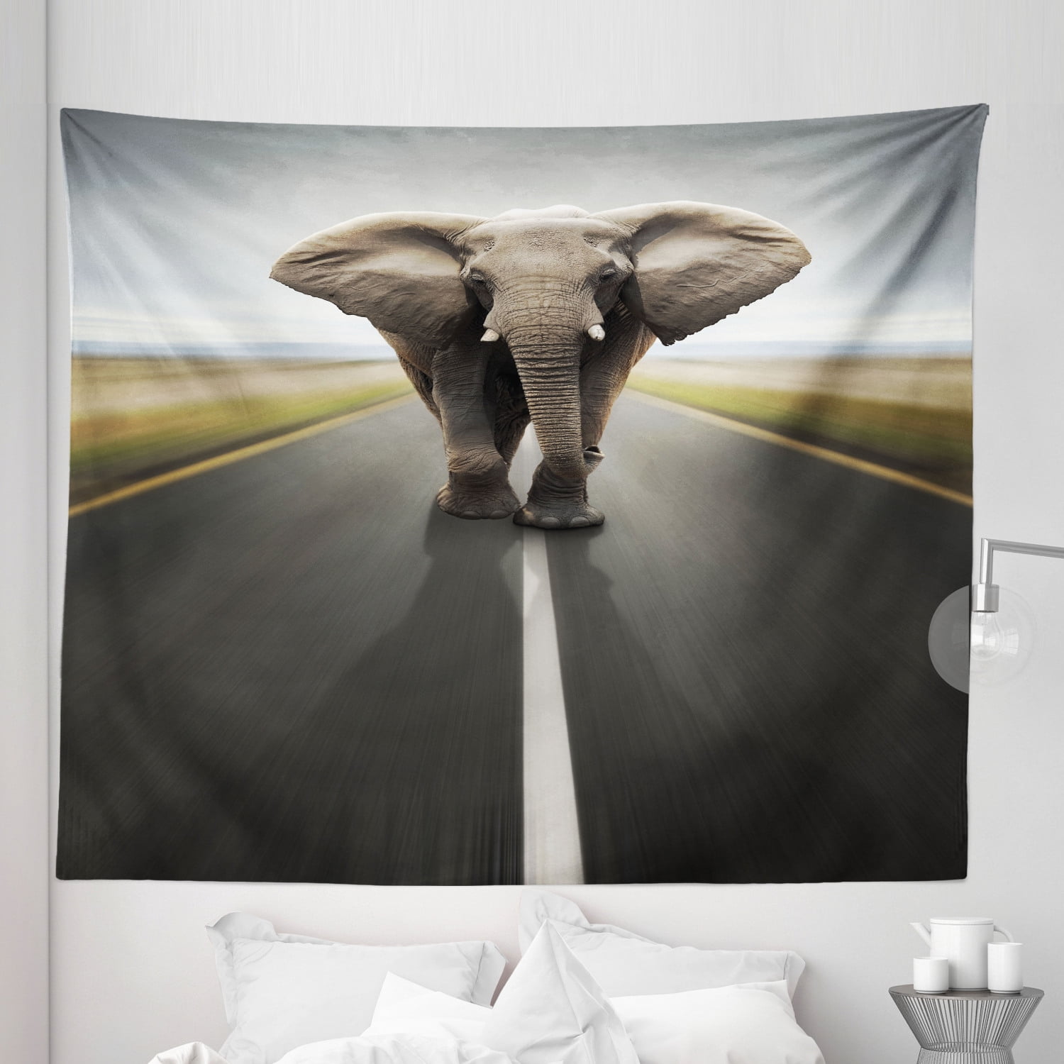 Animal Tapestry, Wild Animal Mammal with Massive Ears Patrolling on ...