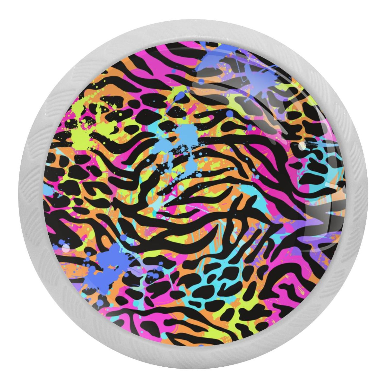 4PCS Round Leopard Print Cabinet Fluorescence Knob Glowing in the Dark ...