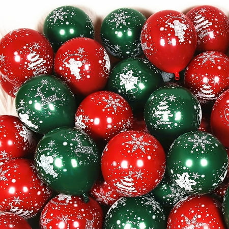TOOAD 100 1-inch Christmas balloon party decorations Red green colored ...