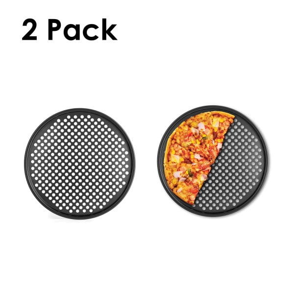 Fox Run Non-Stick Perforated Pizza Pans, Set of 2 with Holes for Crispy ...