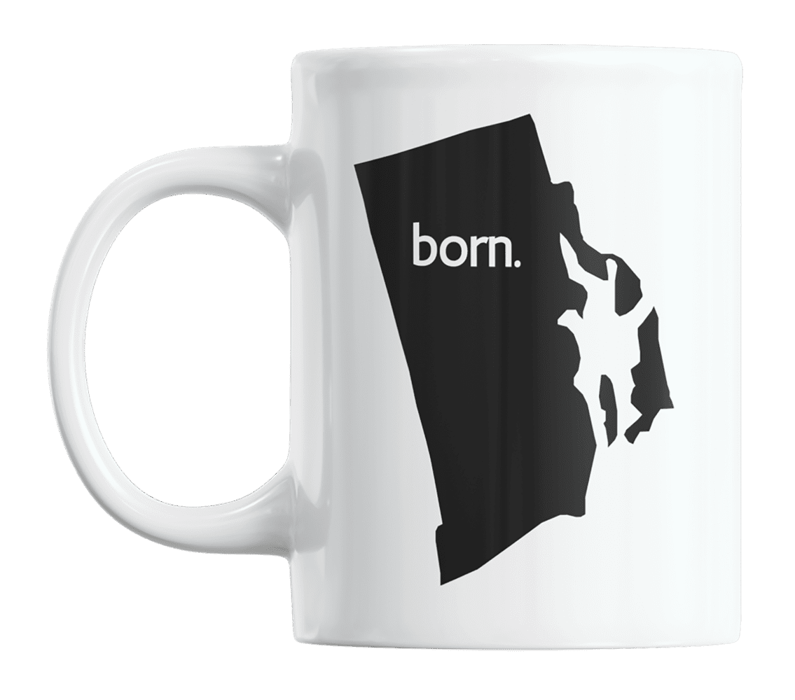 Rhode Island Born & RI USA State Map, US Citizen Coffee & Tea Mug Cup ...