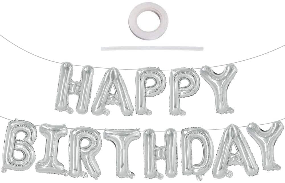 Silver Happy Birthday Balloons Banner 16 Inch Mylar Foil Letters Sign silver-happy-birthday-balloons-banner-16-inch-mylar-foil-letters-sign