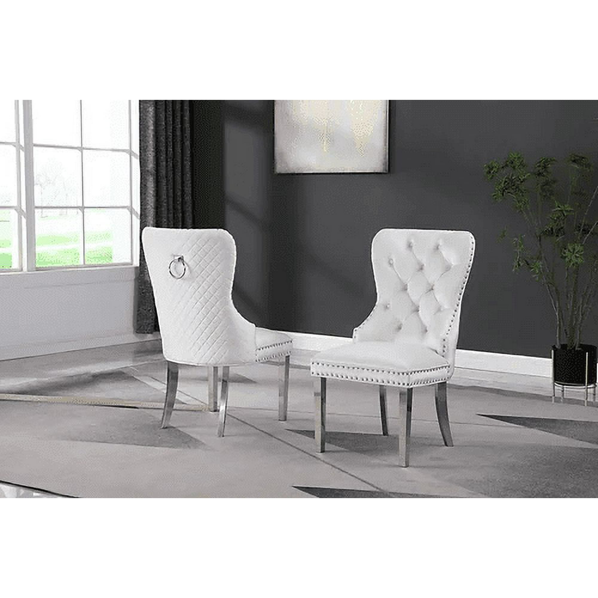 Click here for Queensons Ivory Velvet Dining Chair With Chrome Le... prices
