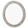 Decorative Accent Quatrefoil Colored Bone Inlay Round Wall Mirror Grey ...