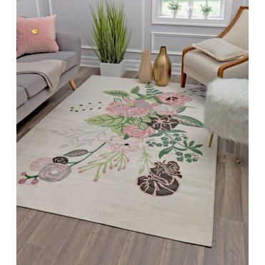 Rugs America Hanna VA40D Rose Garden Pink Floral Transitional Pink Area ...