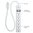 GE 6 Outlet Power Strip, 2 ft Extension Cord, White, 14830 - Walmart.com