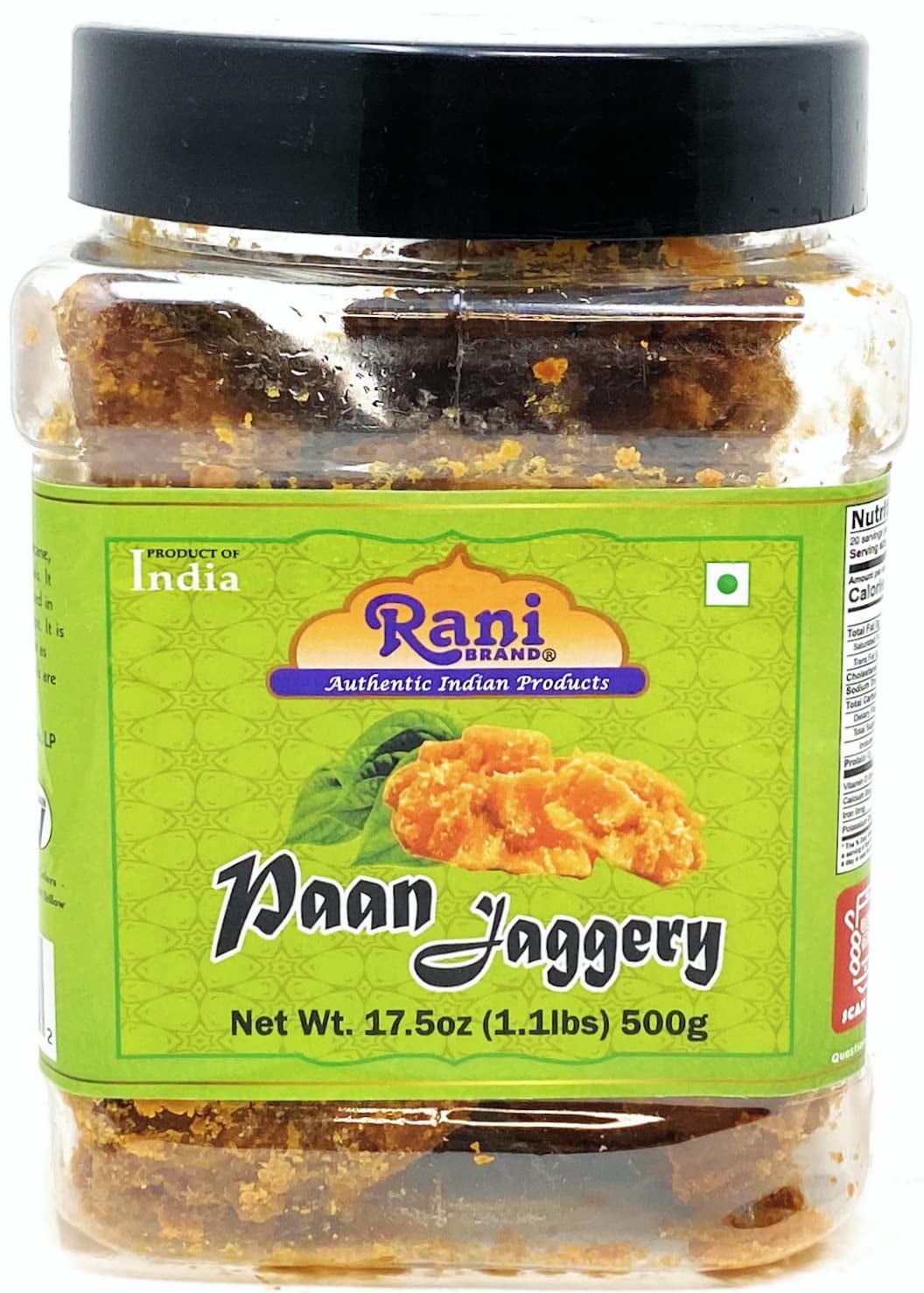 Buy Rani Pan Jaggery (Gur) Indian Unrefined Raw Cane Sugar 17.5oz (1 ...