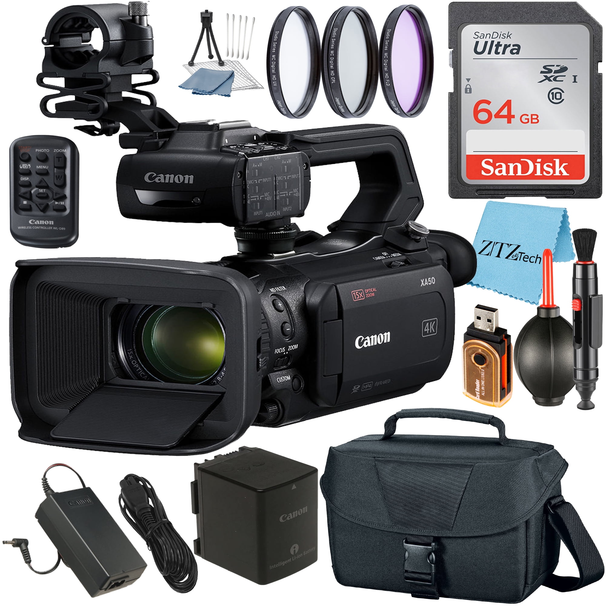 Canon XA50 UHD 4K Video Camcorder with Dual-Pixel Autofocus + 64GB ...
