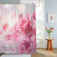 Bathroom Shower Curtain Pastoral Pink Rose Flower Waterproof Shower ...