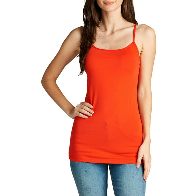 Women & Juniors Adjustable Spaghetti Strap Basic Camisole Long Tunic ...