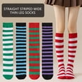 Breathable Cotton Polyester Thigh Socks Retro Stripes Design Elastic ...