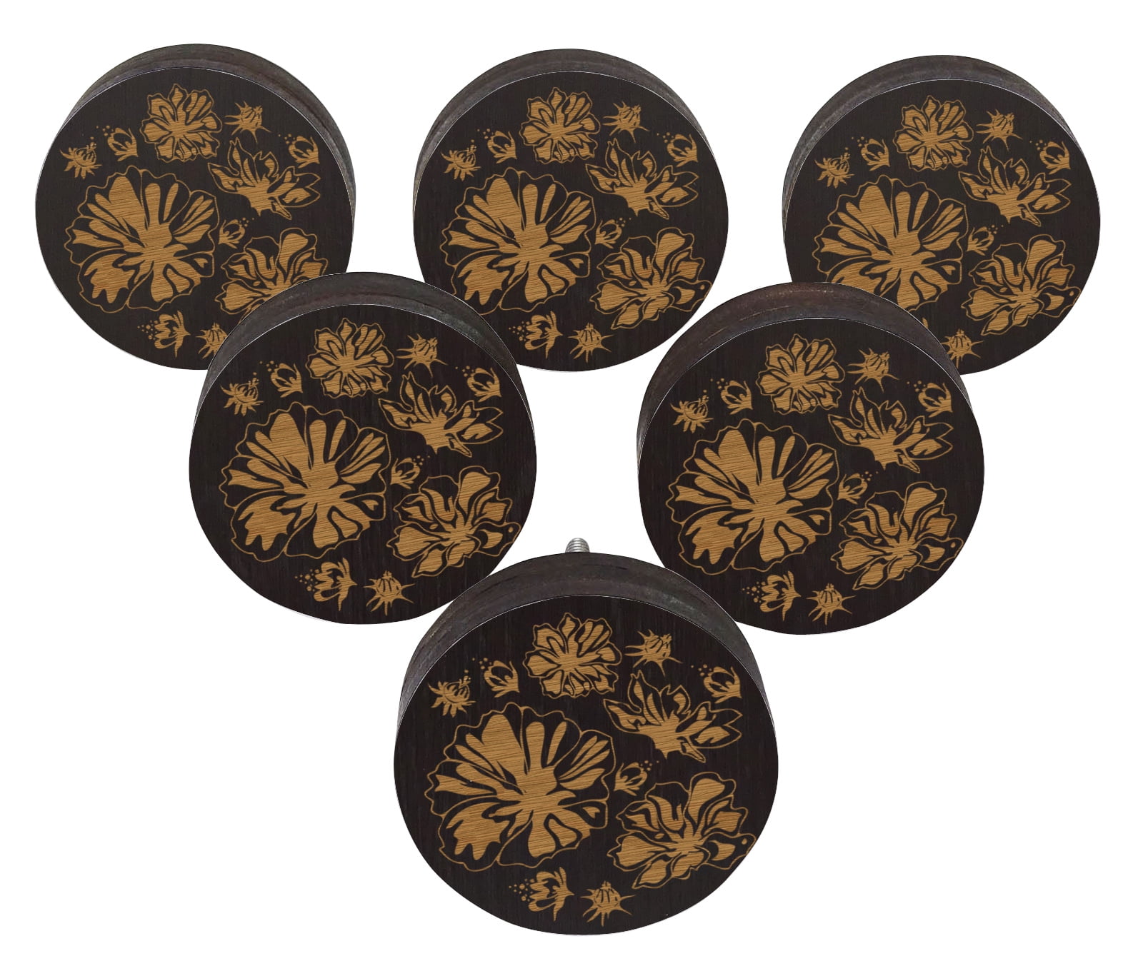 IBA Indianbeautifulart Brown Engraved Knobs Wooden Wardrobe Knobs ...