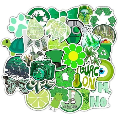 50 Pcs Stickers Green Color Topic Colorful Waterproof Stickers For ...