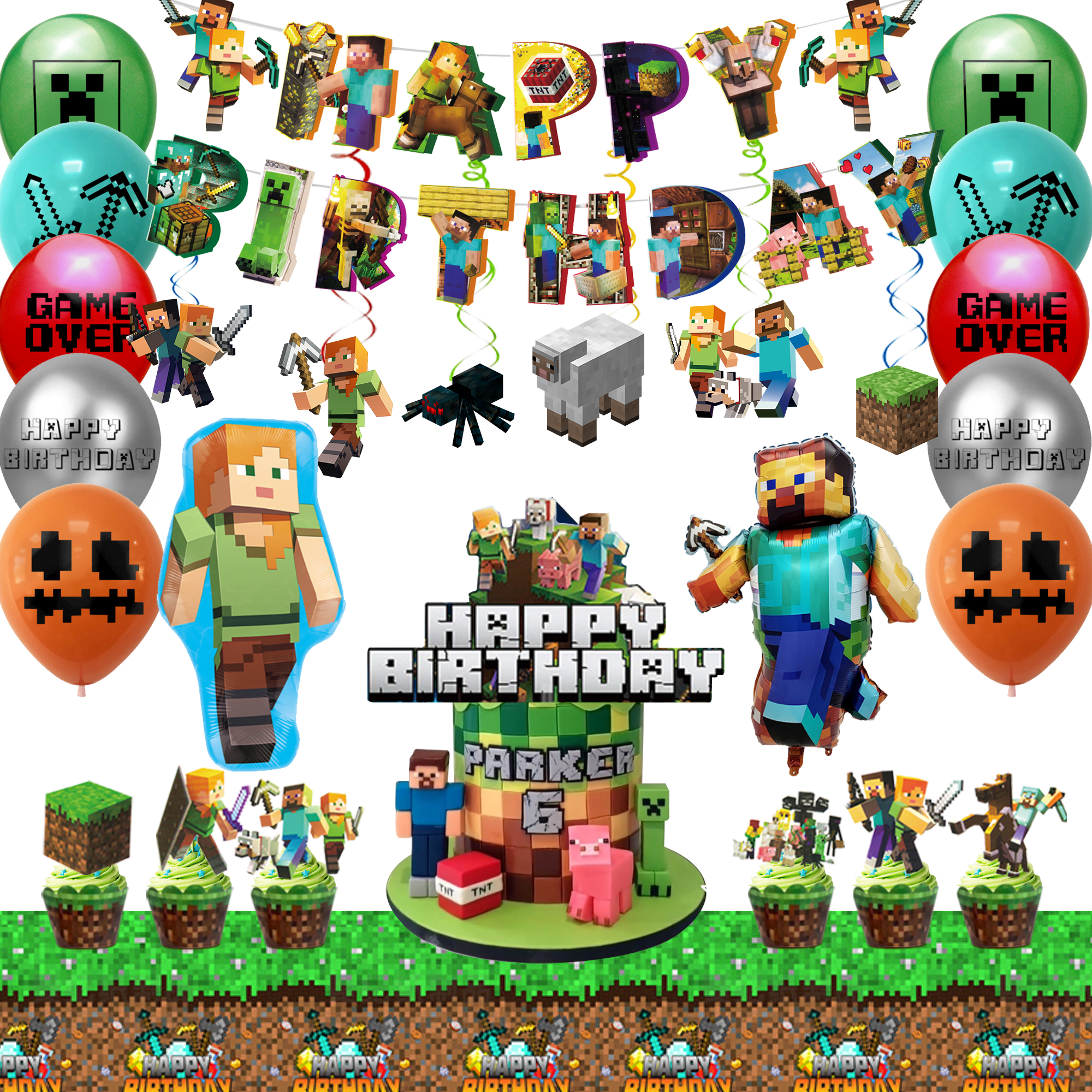 Click here for Jowpytelovly Minecraft Birthday Party Supplies 52p... prices