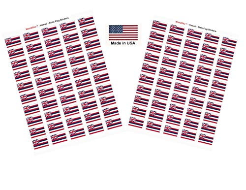 Made in USA! 100 Hawaii 1.5" x 1" Self Adhesive State Flag Stickers ...