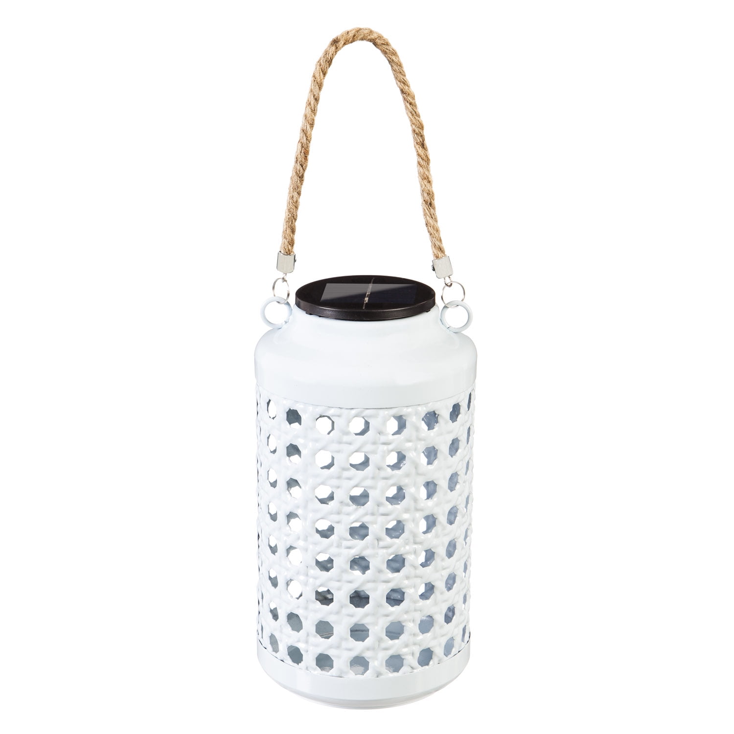 Evergreen Light-n-Motion Solar Metal Lantern, Aqua Wicker Pattern, 5.1 ...