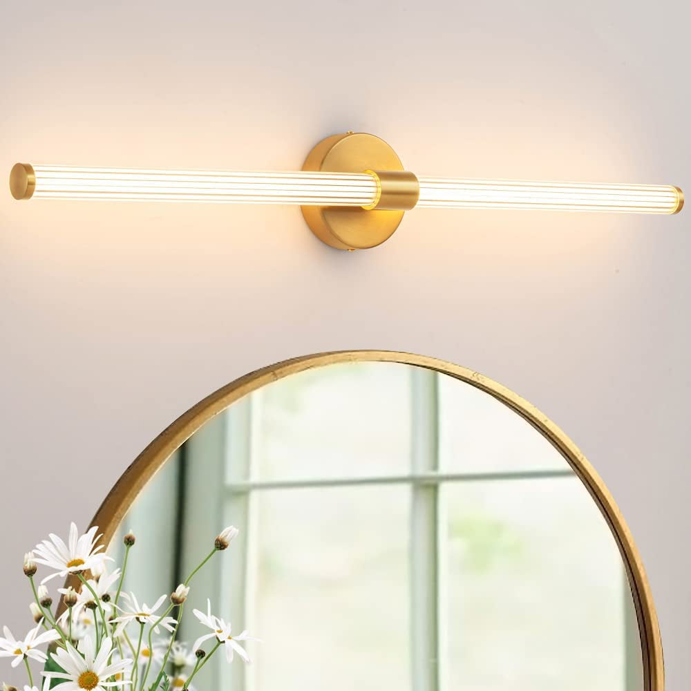 Bathroom Vanity Light over Mirror Gold LED Wall Light 28W 4000K Warm ...