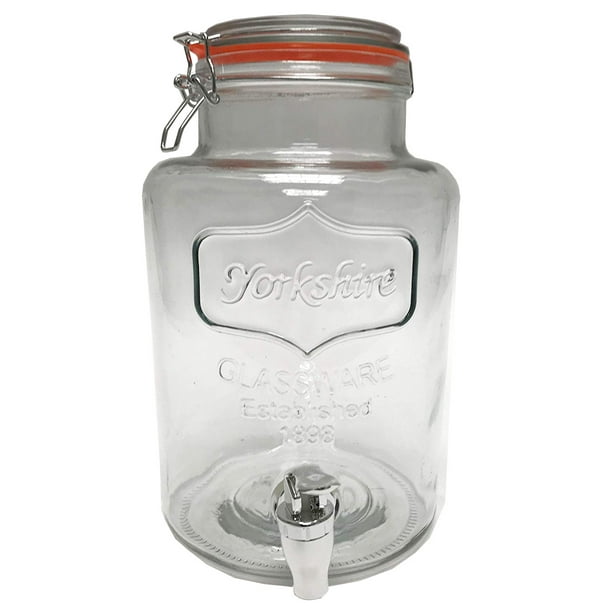 Circleware Yorkshire Glass Beverage Dispenser with Hermetic Lid, Clear ...